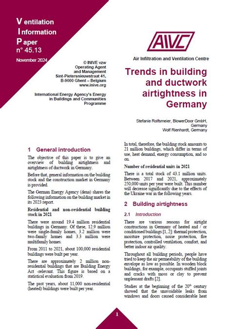 Aivc Vip Airtightness Air Infiltration And Ventilation Centre Aivc