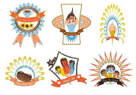 무료 아이스크림 및 케이크 라벨 세트 Eps Uidownload