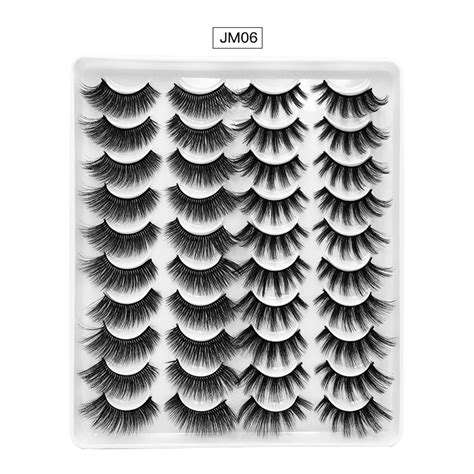 Lehoziheq 20 Pairs False Eyelashes Natural Look Lashes Mink Fluffy Fake Eyelashes Wispy Strip