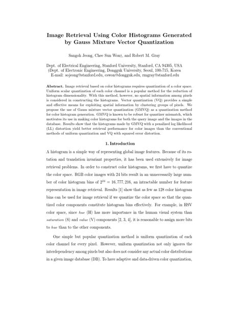 Pdf Image Retrieval Using Color Histograms Generated By Gauss Mixture Vector Quantization
