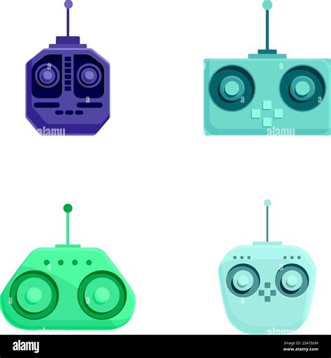 four cartoonstyle remote control transmitters for drones or rc vehicles
