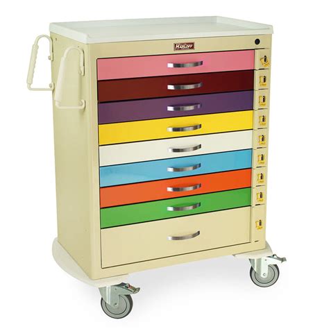 Harloff M Series Tall Pediatric Crash Cart Standard Width Nine Drawe — Victori Medical