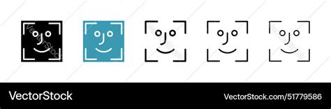 Face Id Line Icon Set Royalty Free Vector Image