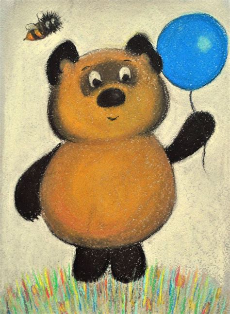 Детские рисунки Винни Пуха для школы и детского садика