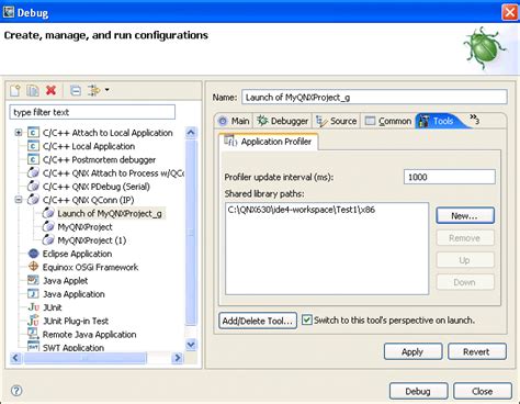 Launcher Tools Tab Profiler