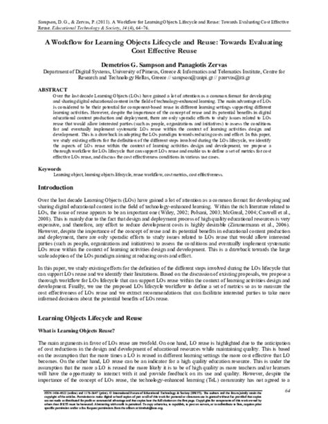 Pdf A Workflow For Learning Objects Lifecycle And Reuse Towards