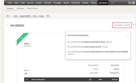 Zoho Books Module In Zoho CRM Help Zoho Books