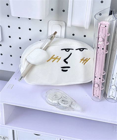 [ ️학용품선물 ️ 빠른출발]]조각미남 얼굴 필통 귀여운 캐릭터 봉제 인형 웃긴 선물 잘생긴 파우치 대용량 화이트 펜케이스 친구