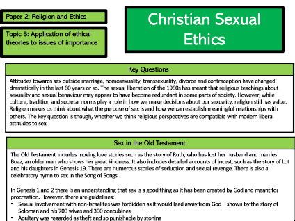 Sexual Ethics Revision Guide Edexcel A Level RS Teaching Resources