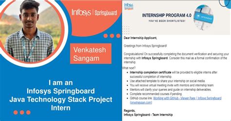 Venkatesh Sangam On Linkedin Infosysspringboard Infosys Javatech
