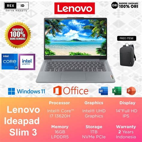Jual Laptop Lenovo I7 13620h 16gb 512gb 14 Full Hd Ips Backlit Win11