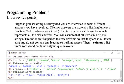 Solved Programming Problems 1 Survey 20 Points Suppose Chegg Com