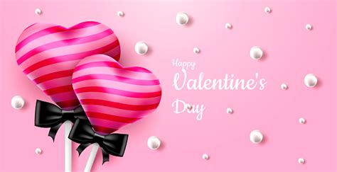 발렌타인 데이 현실적인 3d 사탕 사탕 사탕과 진주 벡터 달콤하고 귀여운 핑크 배경 사이트 또는 엽서배너 텍스트의 장소 0명에 대한 스톡 벡터 아트 및 기타 이미지 Istock