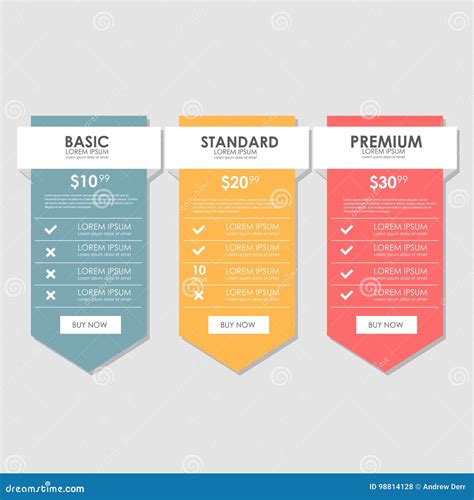 Set Offer Tariffs Ui Ux Vector Banner For Web App Set Pricing Table Order Box Button List