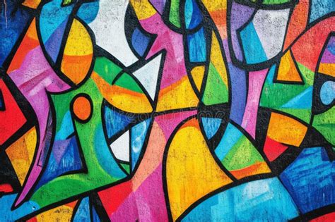 Vibrant Abstract Street Art On Brick Wall Neural Network Ai Generated Stock Image Image Of