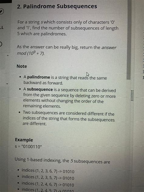 Solved Mod1097 Note A Palindrome Is A String That Reads