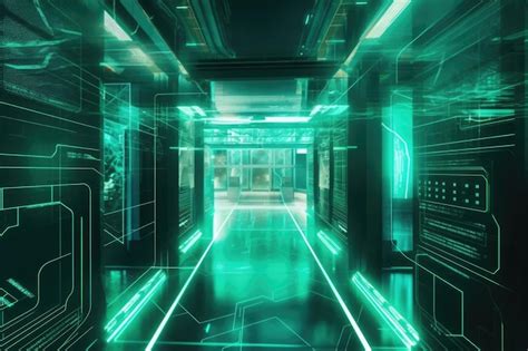 Premium Ai Image A Futuristiclooking Server Room At A Data Center