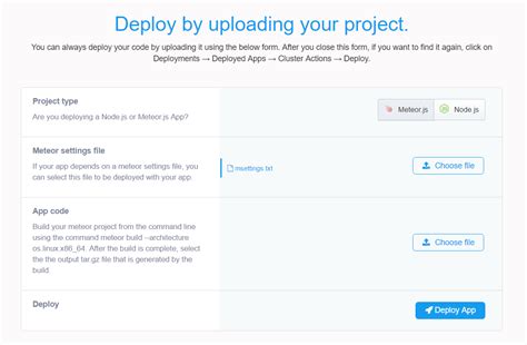 Deploy Your Meteorjs App By Uploading Your Project Build From The