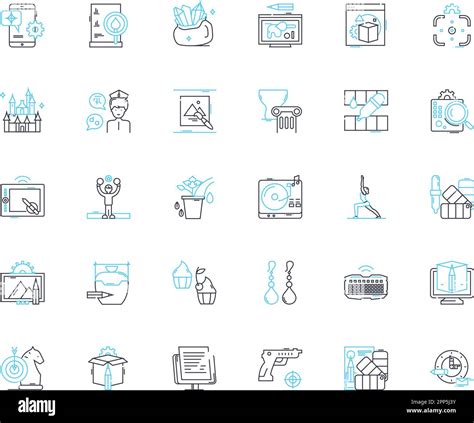 multimedia art linear icons set animation digital video graphics