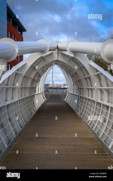 White Tear Drop Circular Foot Bridge Over The Princes Dock Liverpool