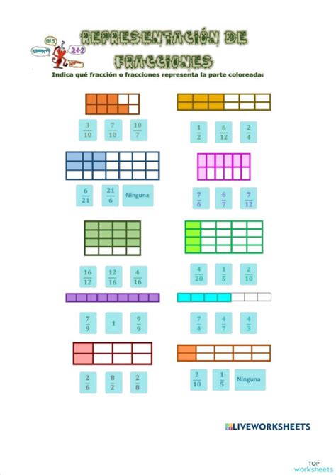 Representación Gráfica De Fracciones Ficha Interactiva Topworksheets