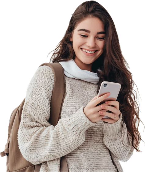 Smiling Woman Using Smartphone Outdoors 45931863 Png