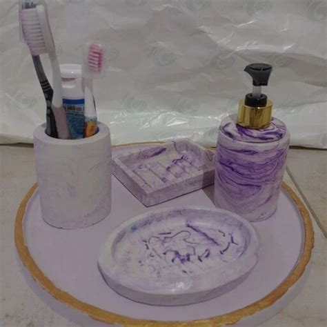 خرید و قیمت ست کامل جا مایع و جا صابونی و جا مسواکی دست ساز ترب