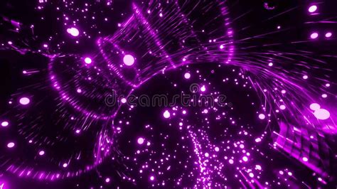 Abstract Of Dynamic Purple Light Trails And Glowing Particles Swirl