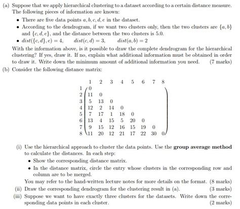 Solved A Suppose That We Apply Hierarchical Clustering To Chegg