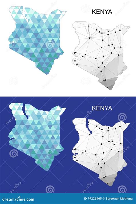 Kenya Map In Geometric Polygonal Style Abstract Gems Triangle Stock Vector Illustration Of