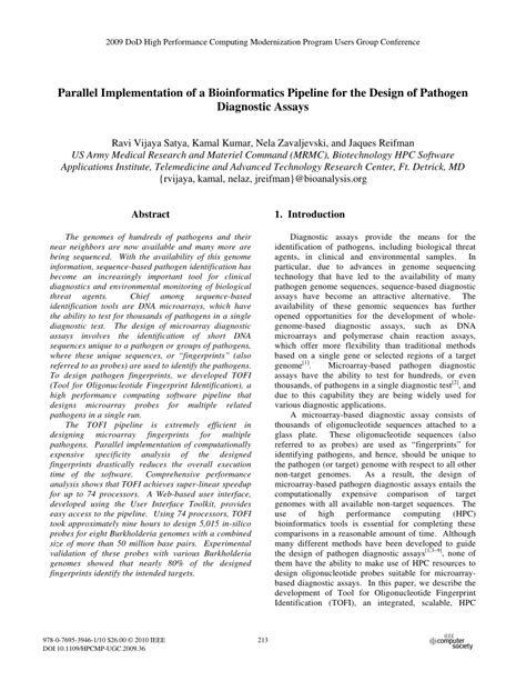 Pdf Parallel Implementation Of A Bioinformatics Pipeline For The Design Of Pathogen Diagnostic