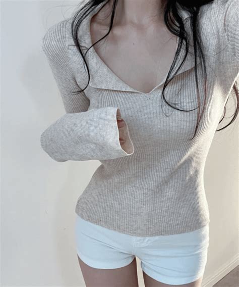 [핏보장 수입 딥카라] 소매긴 여리핏 니트티 2컬러 에이블리