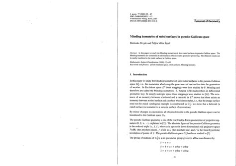 Pdf Minding Isometries Of Ruled Surfaces In Pseudo Galilean Space