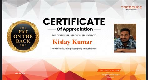 Kislay Kumar On Linkedin I Have Recently Received Pat On The Back Award At Tredence Inc My