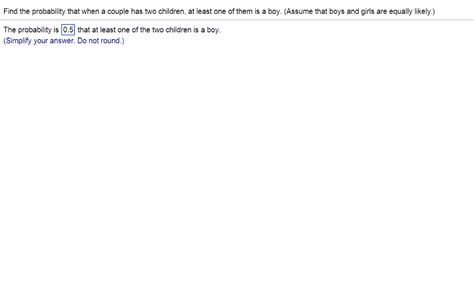 Solved Find The Probability That When A Couple Has Two Chegg Com