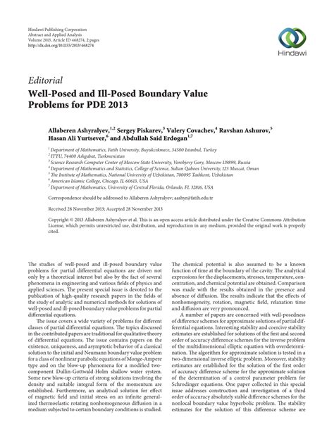 Pdf Well Posed And Ill Posed Boundary Value Problems For Pde