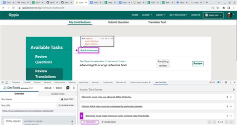 Bug Elements Must Meet Minimum Color Contrast Ratio Thresholds In Review Translation Page