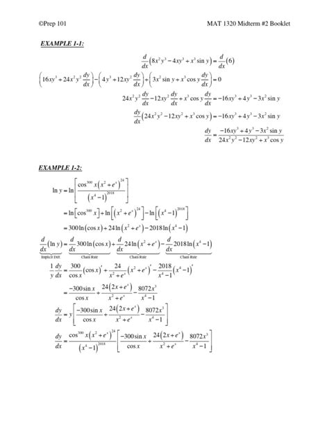 Mat 1320 Midterm 2 Booklet Solutions F21 Final Pdf Slope Derivative
