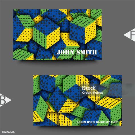 장식이 있는 여러 가지 빛깔의 큐브 명함 서식 파일입니다 Eps10 벡터 일러스트 0명에 대한 스톡 벡터 아트 및 기타 이미지 0명 3차원 형태 가능성 Istock