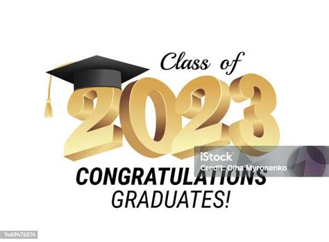 2023년 졸업 축하합니다 졸업생 골드 졸업 개념 3d 텍스트 벡터 일러스트 레이 션 졸업식에 대한 스톡 벡터 아트 및 기타 이미지 졸업식 2023년 축하하기