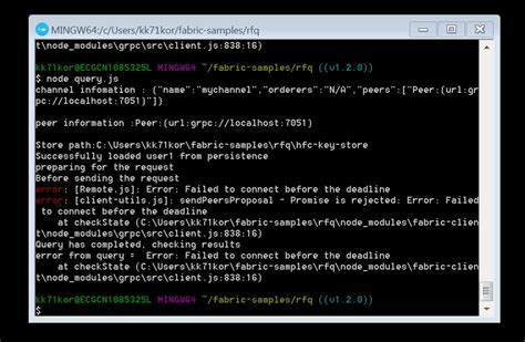 Hyperledger Fabric Failed To Connect Before Deadline Stack Overflow