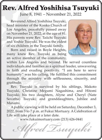 Rev Alfred Yoshihisa Tsuyuki Rafu Shimpo