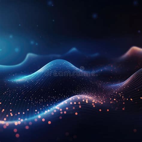 Digits Abstract Background With Connected Line And Dots Wave Flow