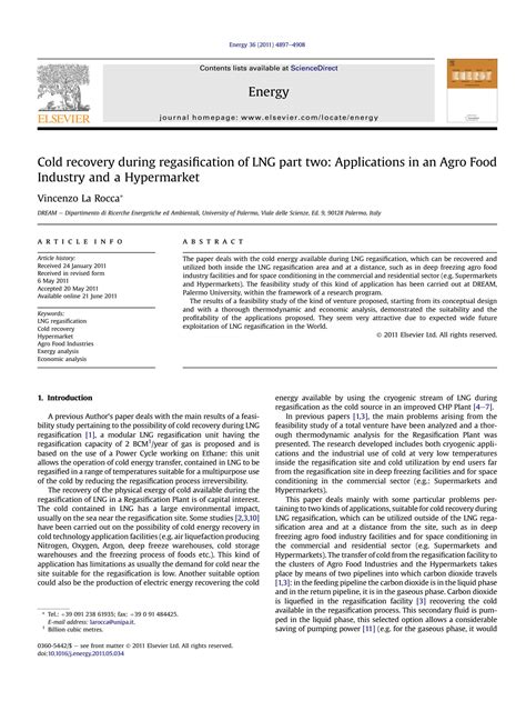 Solution Cold Recovery During Regasification Of Lng Part Two