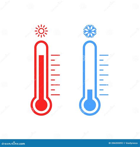 Thermometer Cold And Hot Icon Freeze Temperature Vector Weather Warm