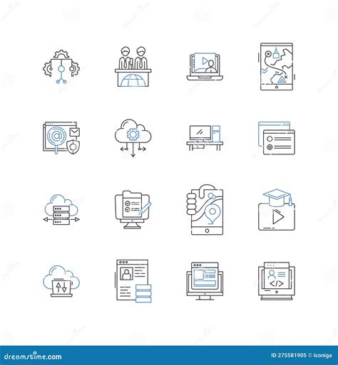 Big Data Line Icons Collection Analytics Mining Visualization Insights Algorithms Hadoop