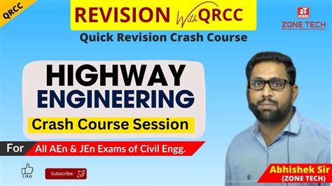 Civil Engineering Quick Revision Crash Course Qrcc For Highway Zone Tech