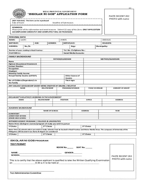 Fillable Online Test Permit Iskolar Ni Gob Application Form Fax Email