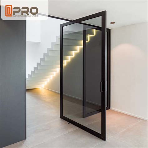 Living Room Bedroom Large Aluminum Pivot Doors Anti Burglar Sound Insulation Glass Pivot Door