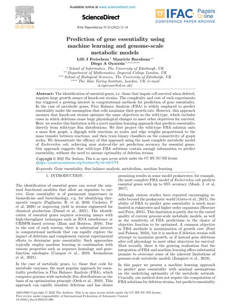 pdf prediction of gene essentiality using machine learning and genome